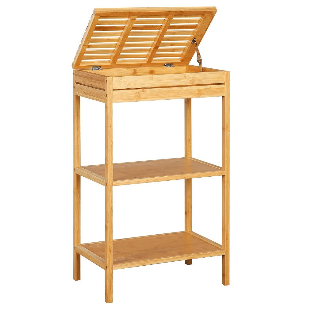 Decopatent® Badkamerrekje met Deksel - Bamboe - Hout - Staand rek met 3 ...