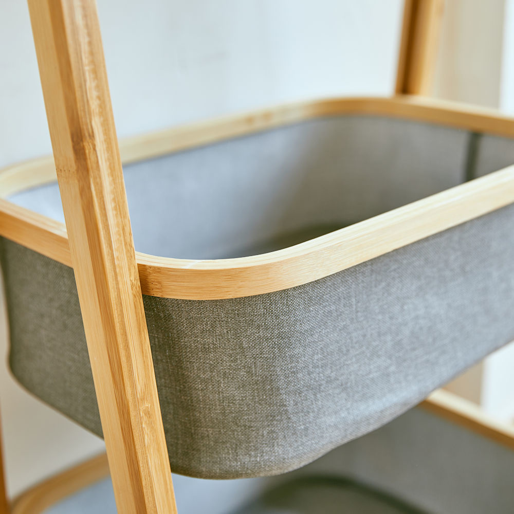 Decopatent® Houten opbergrek met 3 manden - Bamboe - badkamerrek ...