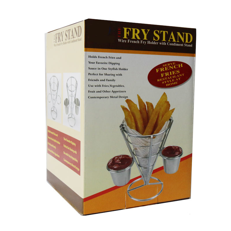 Decopatent® RVS Patatzak - Frietzak houder met 2 Sausbakjes - Staande ...