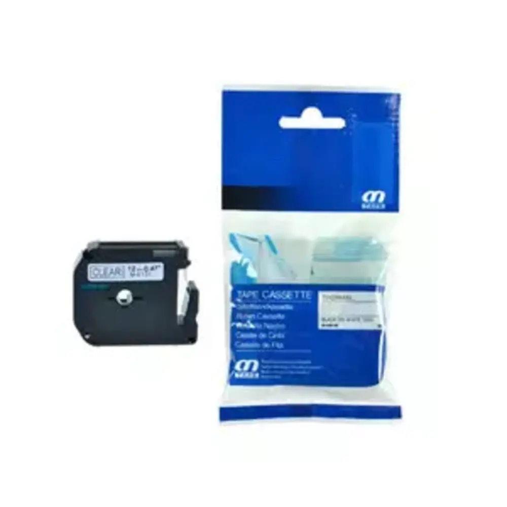 MK-121 Lettertape voor Brother 9mm Zwart op Transparant - Gelabeld.nl