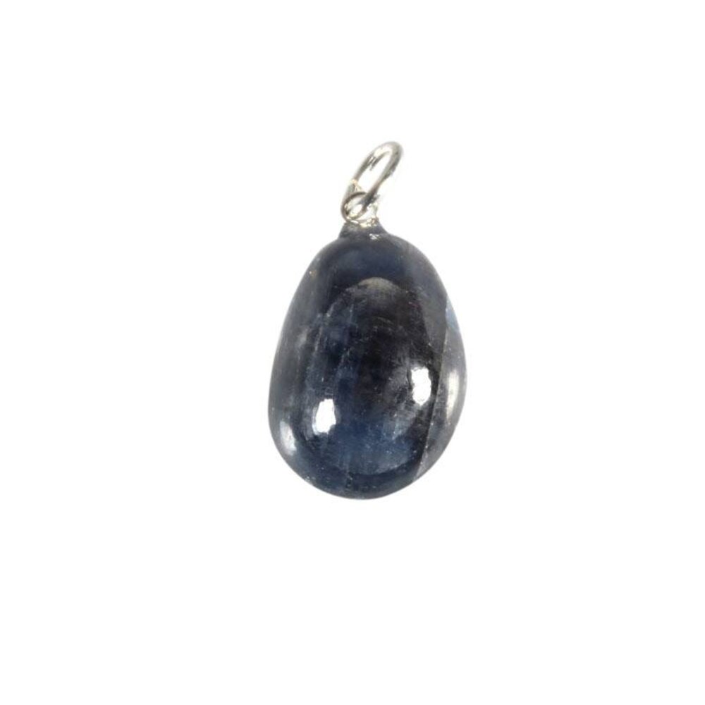 Saffier (blauw) hanger met zilveren oogje - Spiritual Garden