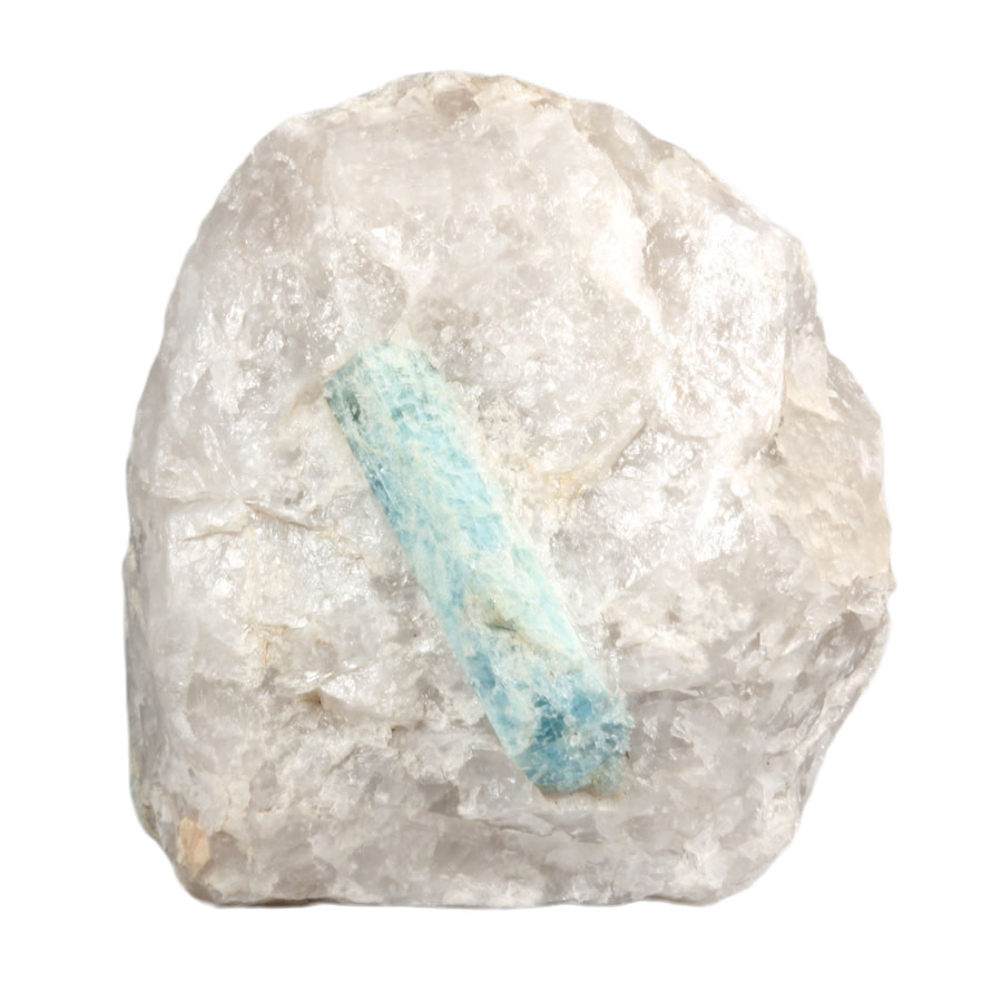 Aquamarijn (blauw) kristal in rookkwarts staand ruw 22 x 20 x 15 cm ...