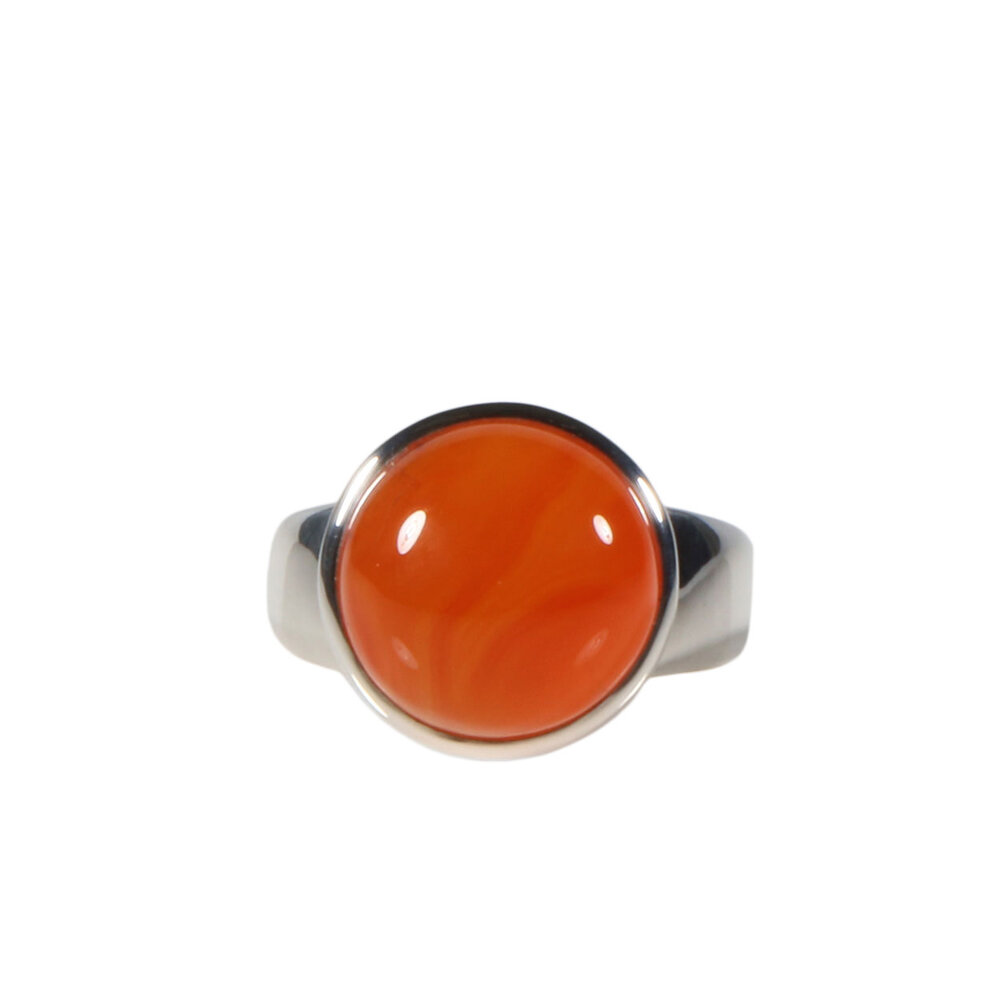 Zilveren ring carneool maat 19 | rond 1,4 cm - Spiritual Garden