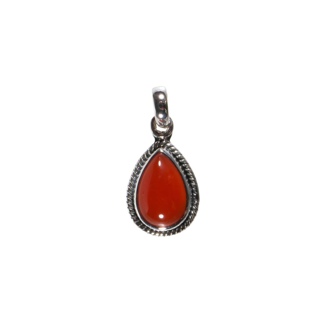 Zilveren hanger carneool | druppel ribbelrand 1,2 x 0,8 cm - Spiritual ...