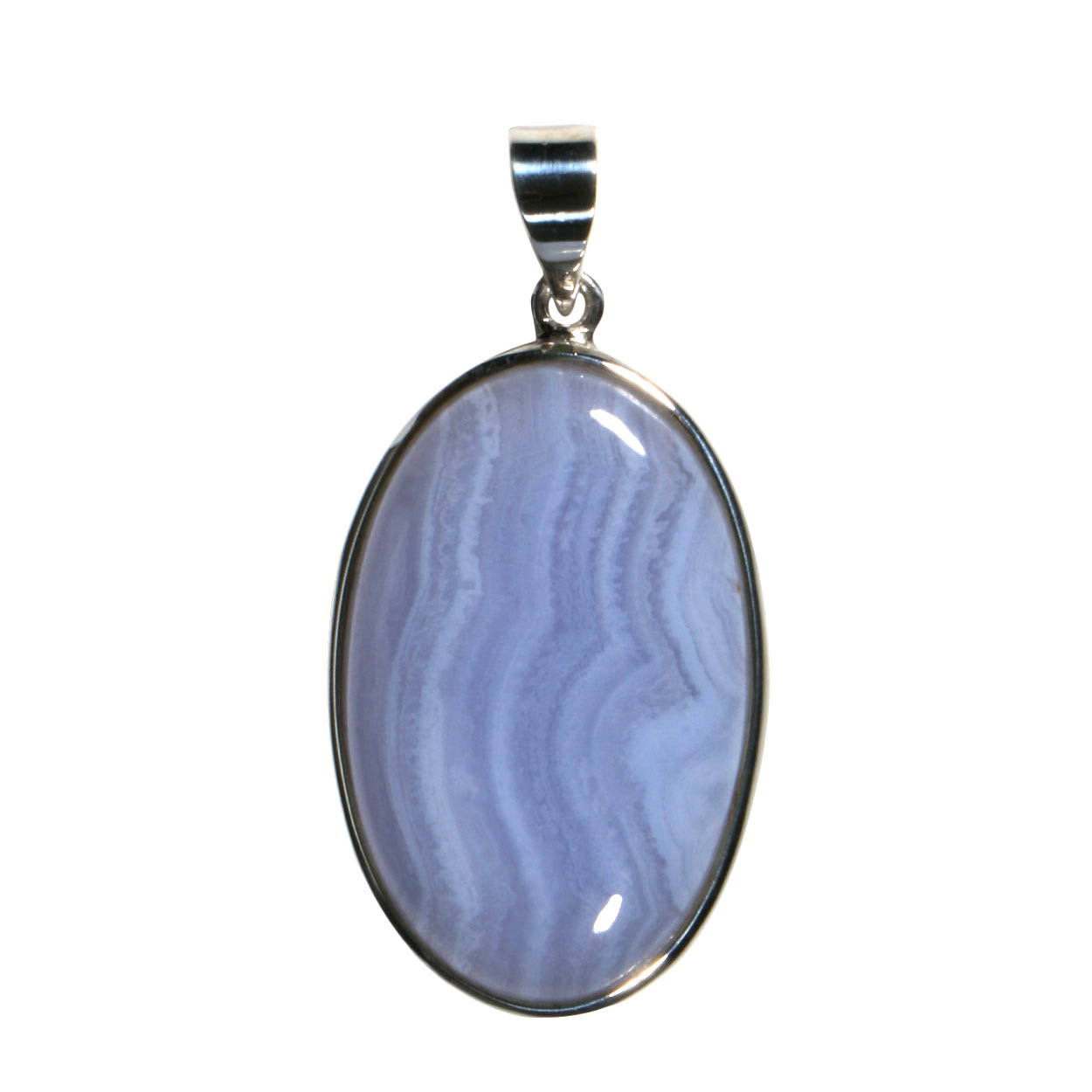 Zilveren hanger chalcedoon | ovaal 3,6 x 2,3 cm - Spiritual Garden