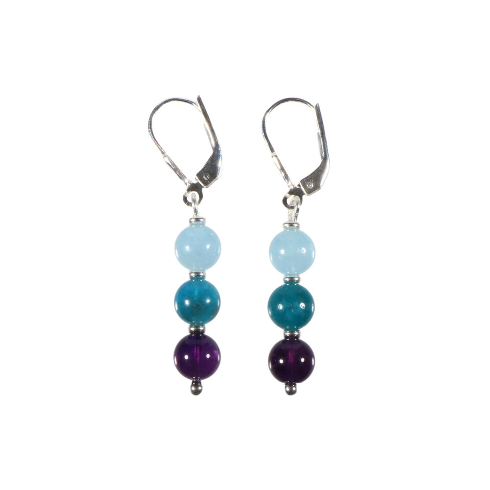 Zilveren oorbellen mentale ontspanning 6 mm kralen - Spiritual Garden