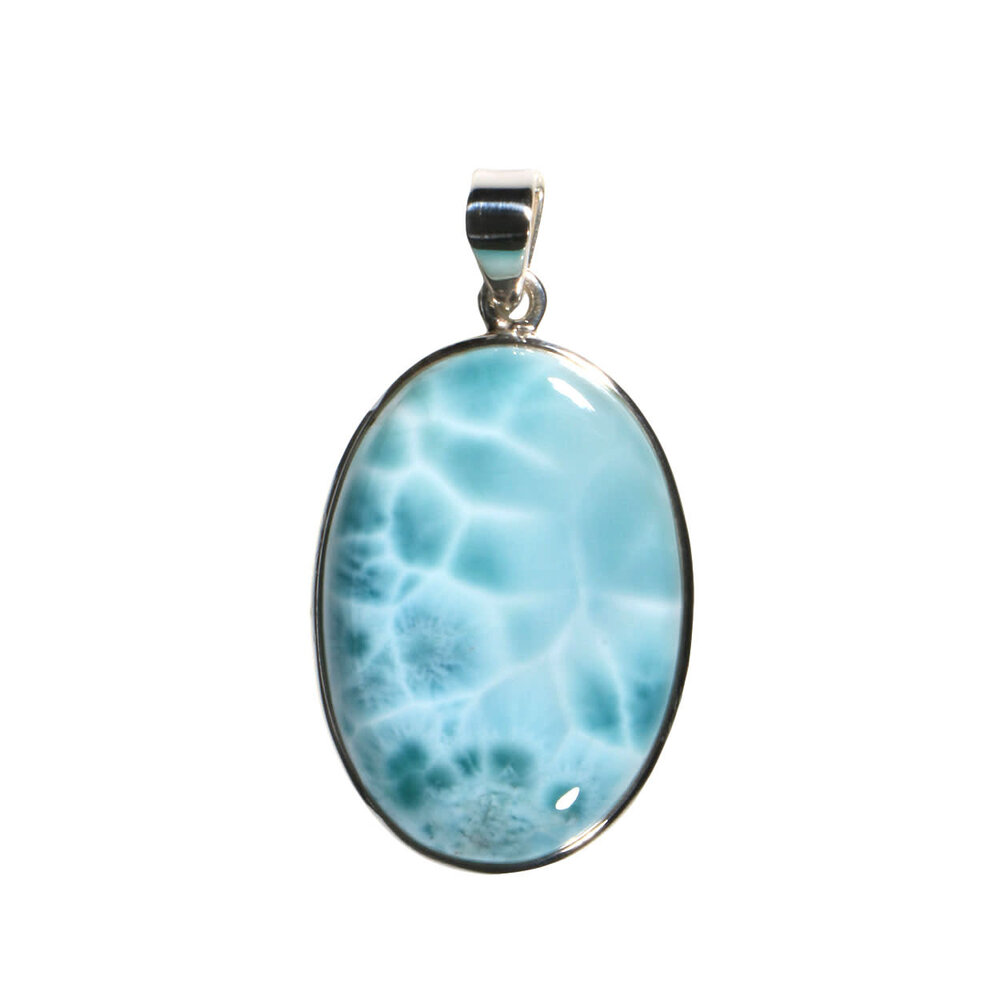 Zilveren hanger larimar | ovaal 3,7 x 2,6 cm - Spiritual Garden
