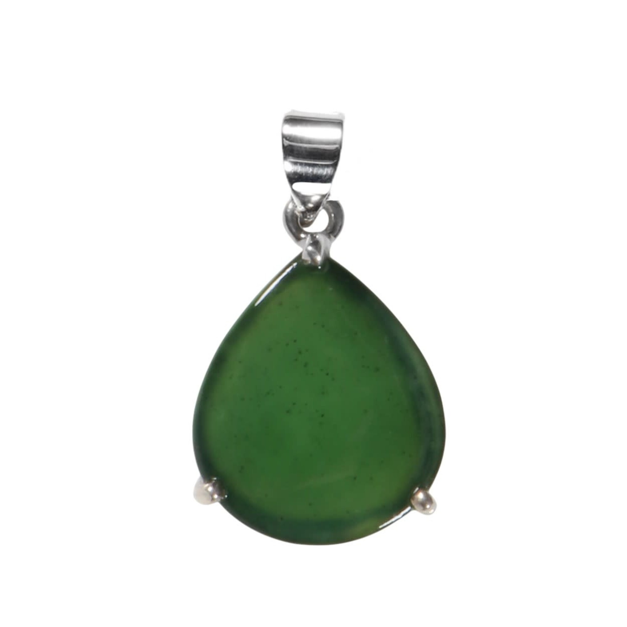 Zilveren hanger jade | druppel gezet 1,8 x 1,6 cm - Spiritual Garden