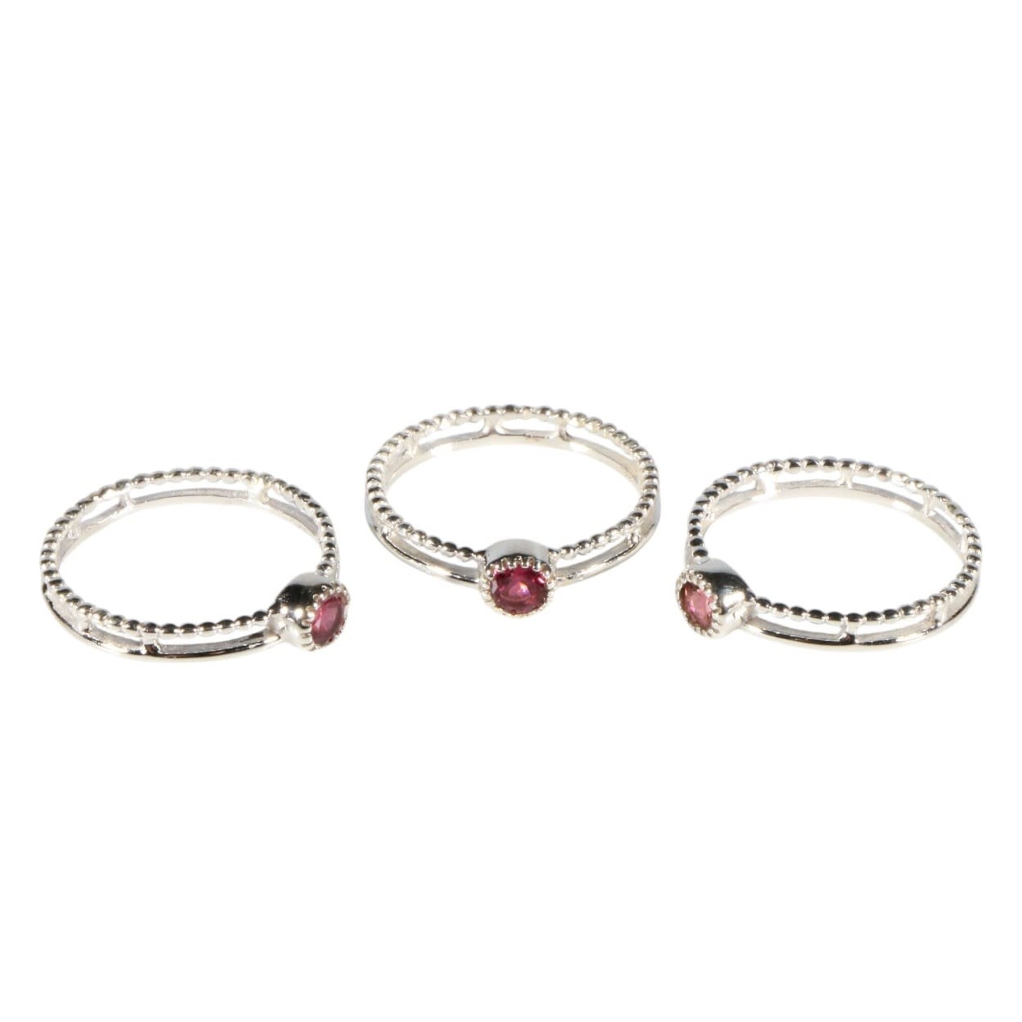 Zilveren ring toermalijn (roze) maat 18 | dubbele rand rond facet ...