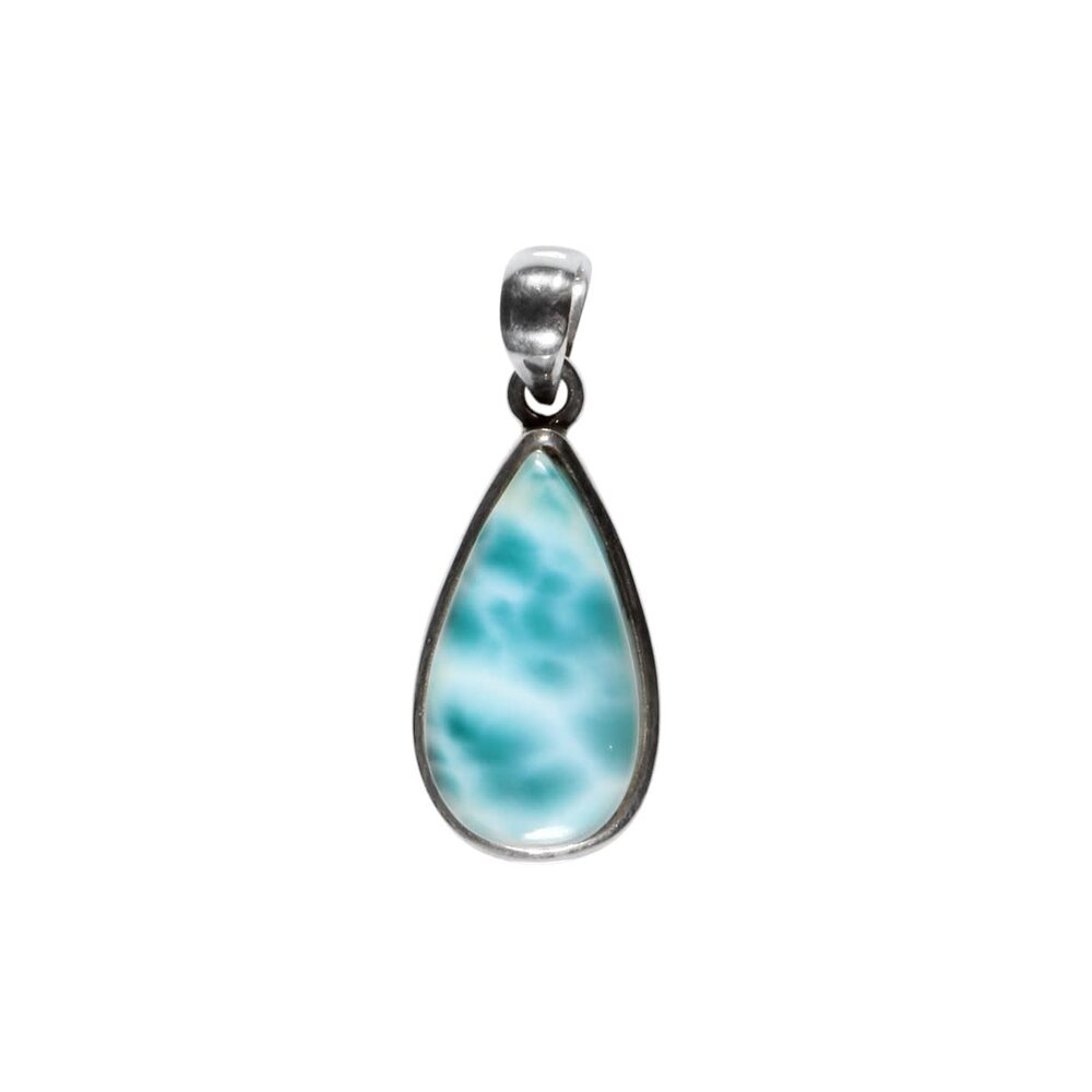 Zilveren hanger larimar | druppel 2,3 x 1,2 cm - Spiritual Garden