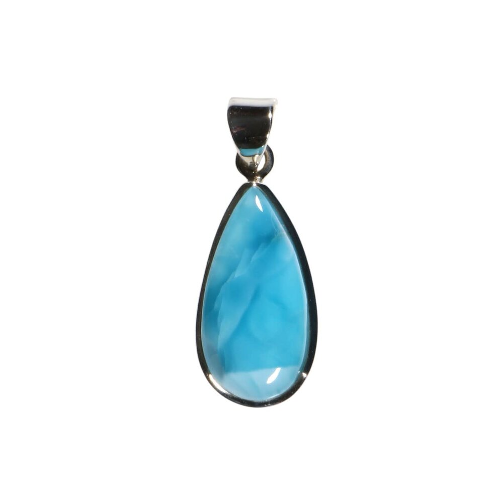 Zilveren hanger larimar | druppel 2,4 x 1,2 cm - Spiritual Garden