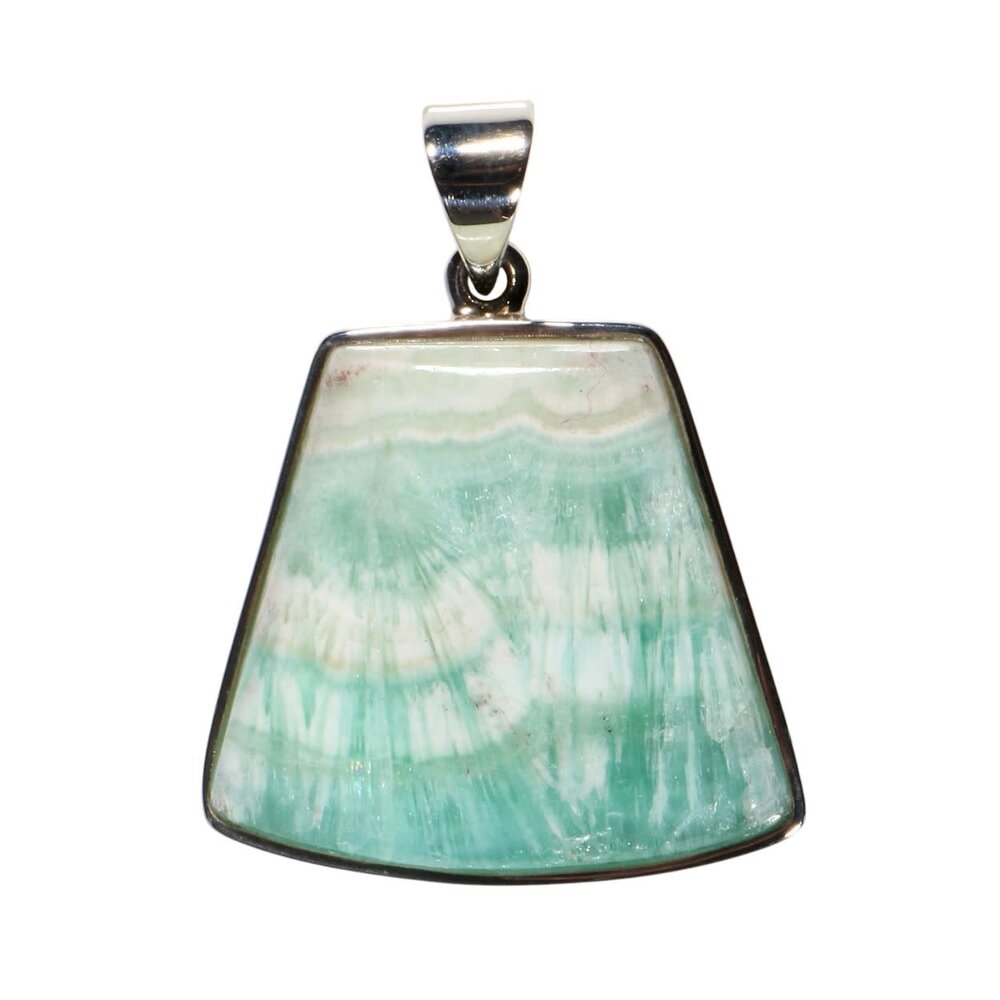 Zilveren hanger calciet (Caribbean blue) | trapezium 2,9 x 3,1 cm ...