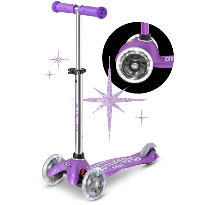 Micro Step Mini | Paars Glitter | LED wielen - De Speelgoedwinkel