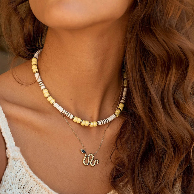 Groene bedel ketting met vis schelp en schildpad - Beadle