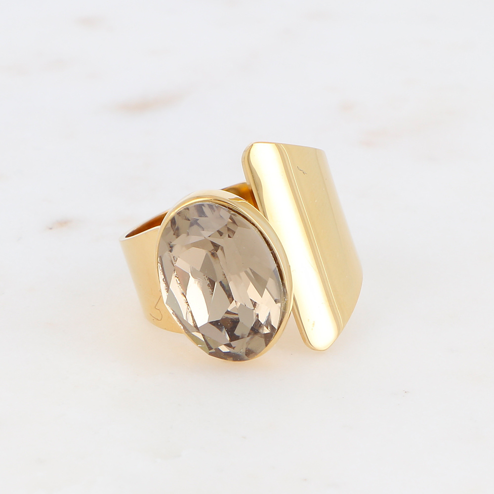 Bohm Paris Goud stalen beige swarovski ringen - Beadle