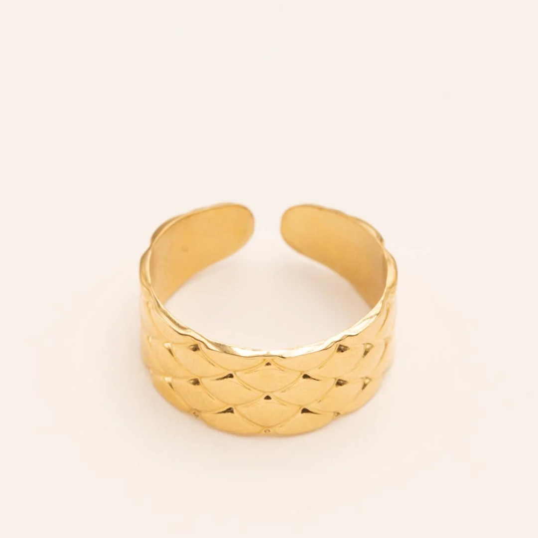 Bohm Paris goud stalen ringen breed of sleutel en schakels - Beadle