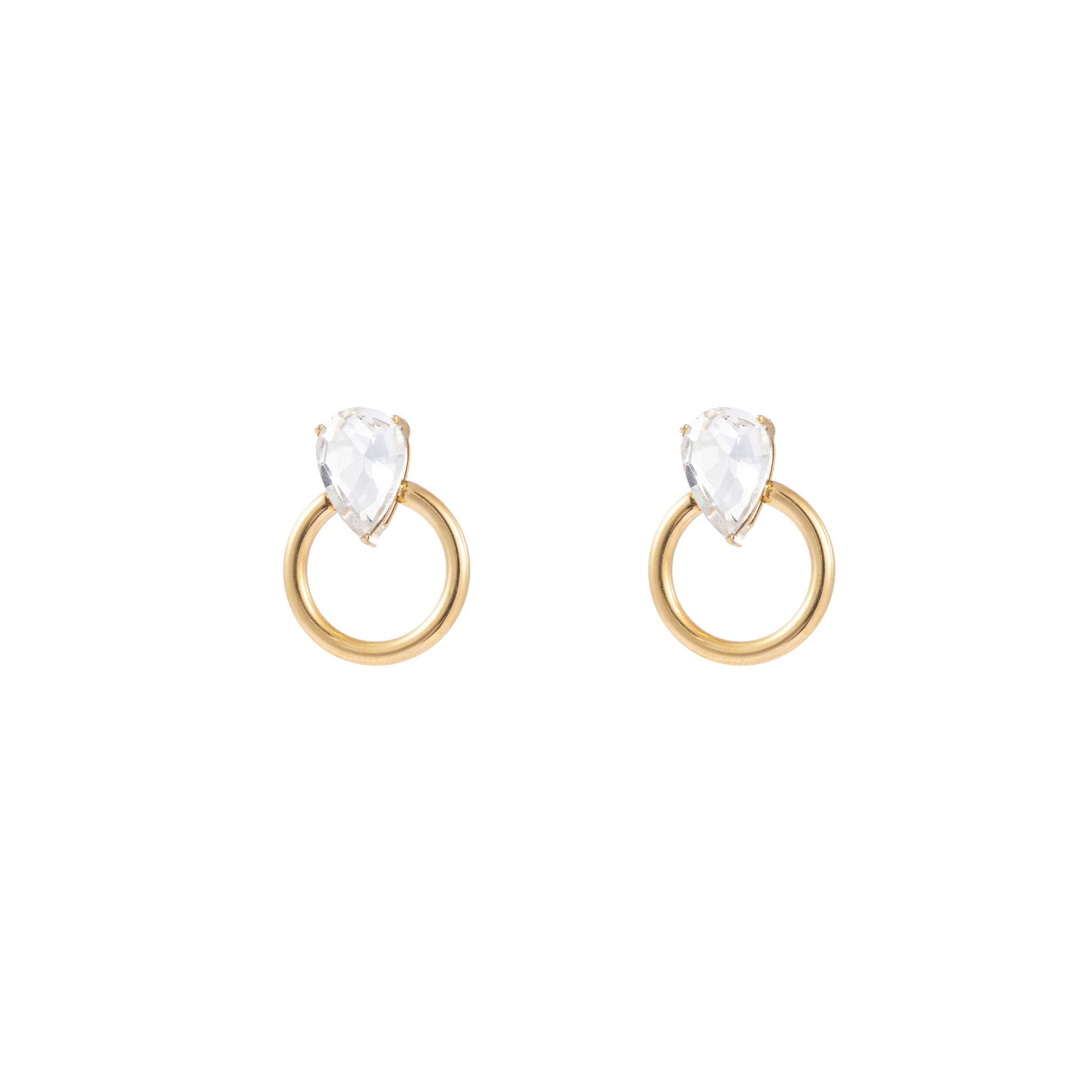 Go Dutch Label Goud crystal oorbel creolen met ketting of druppel - Beadle
