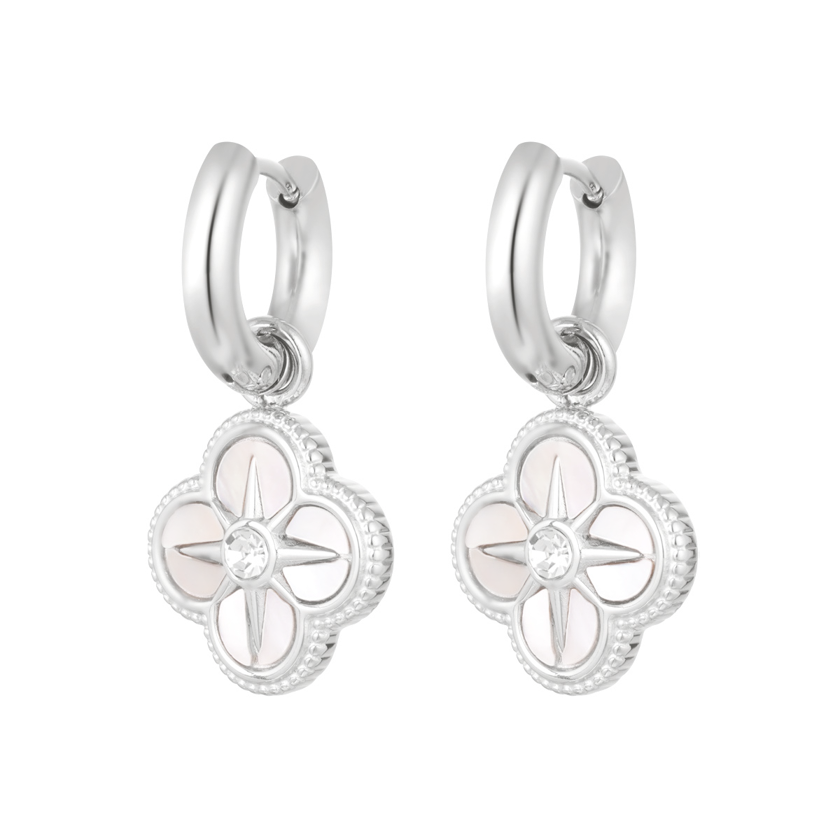 Zilver klaver oorbellen stainless steel - Beadle