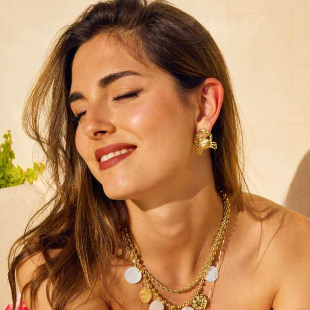 Stainless steel Grote krab gouden oorbellen - Beadle