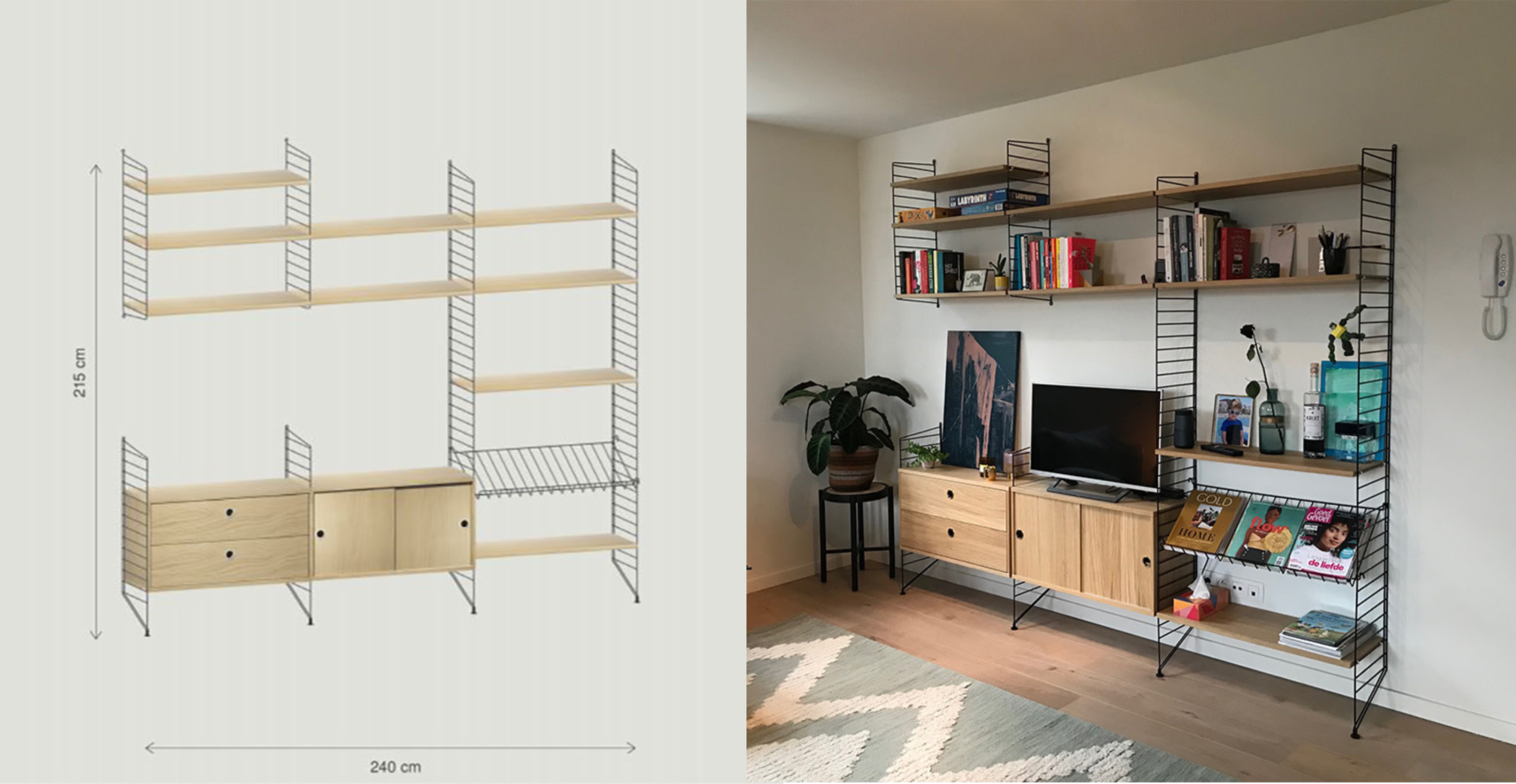 Modulaire design wandrekken van String: hoe werkt het? - Livingdesign