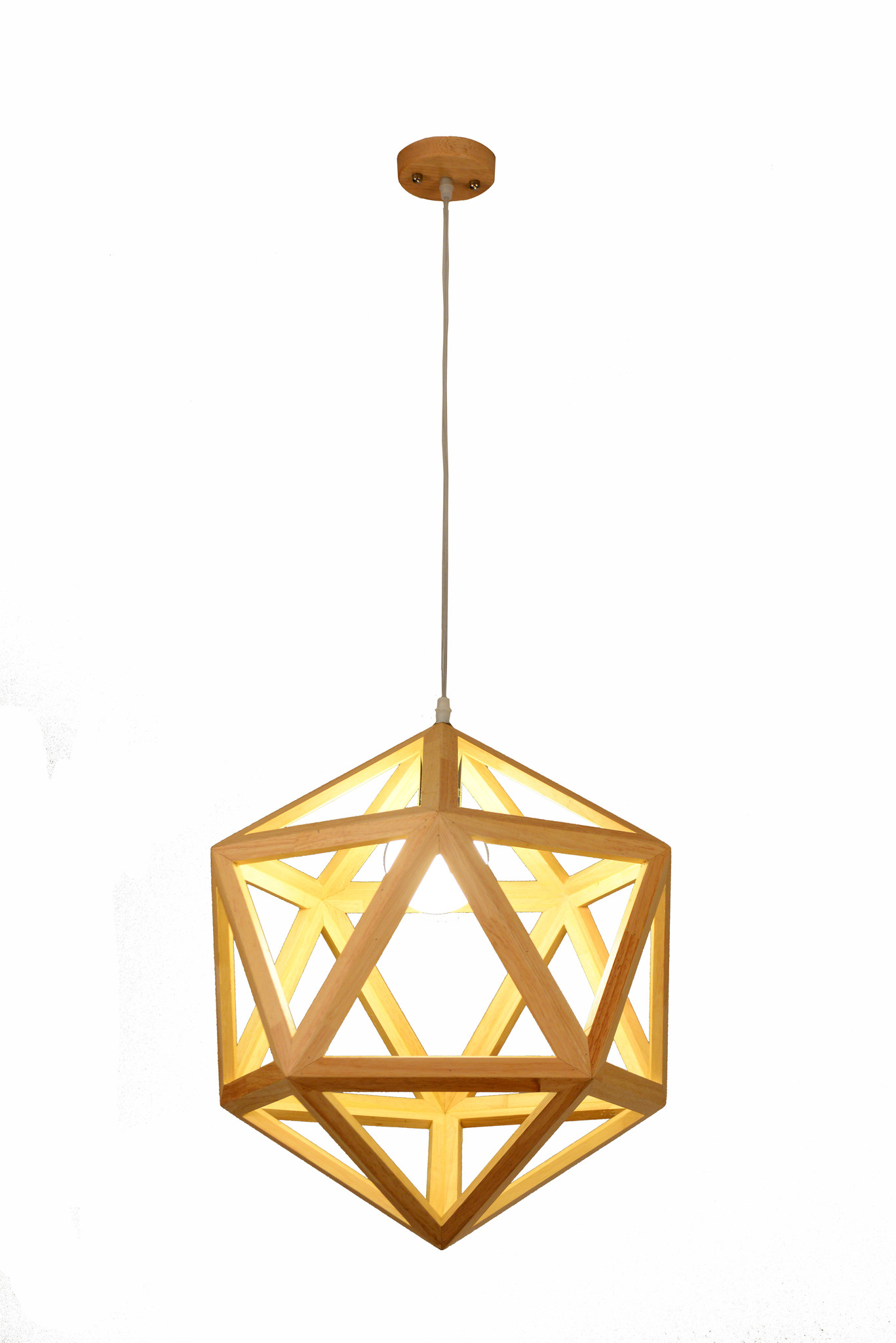 Hanglamp Hout Diamant Houtkleur 50 cm - Madera Negundo - A tot Z LED