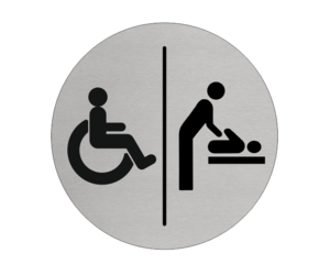 Invalide & Baby verzorgingruimte combinatie bordje Ø75mm met tape ...