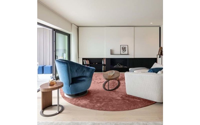 Sandro 44 - Uniek Rond Hoogpolig vloerkleed in Roze - Floorpassion.nl