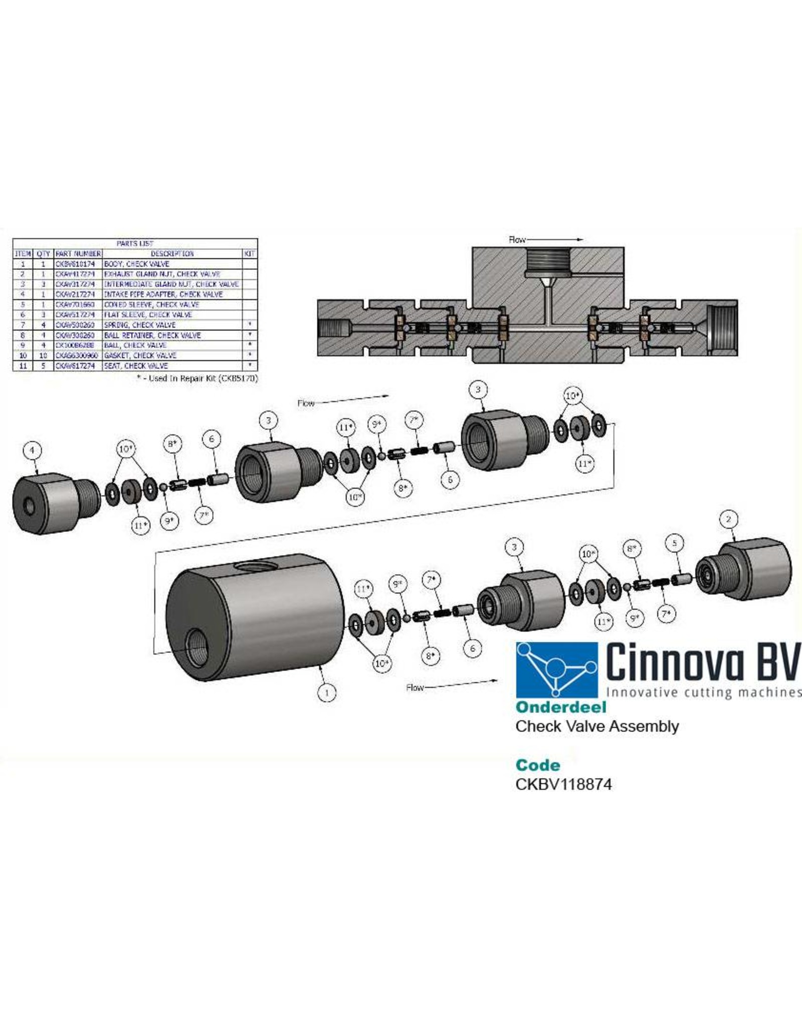 KMT Style Repair Kit, Check Valve - Cinnova Parts
