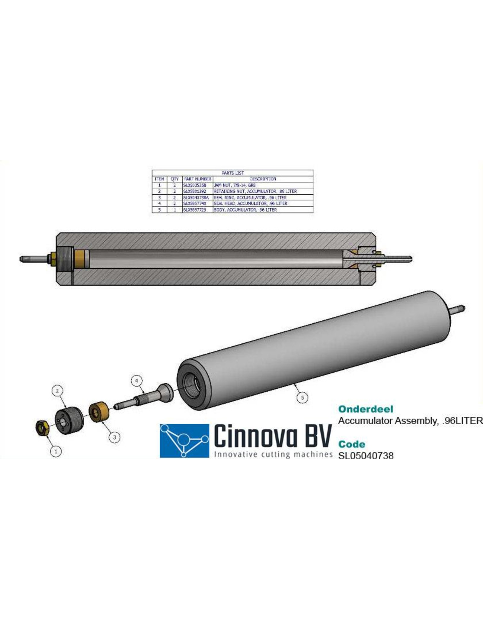 KMT Style Retaining Nut, Accumulator, .96 Liters - Cinnova Parts