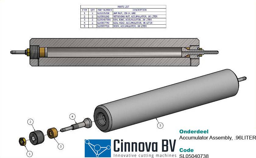 KMT Style Retaining Nut, Accumulator, .96 Liters - Cinnova Parts