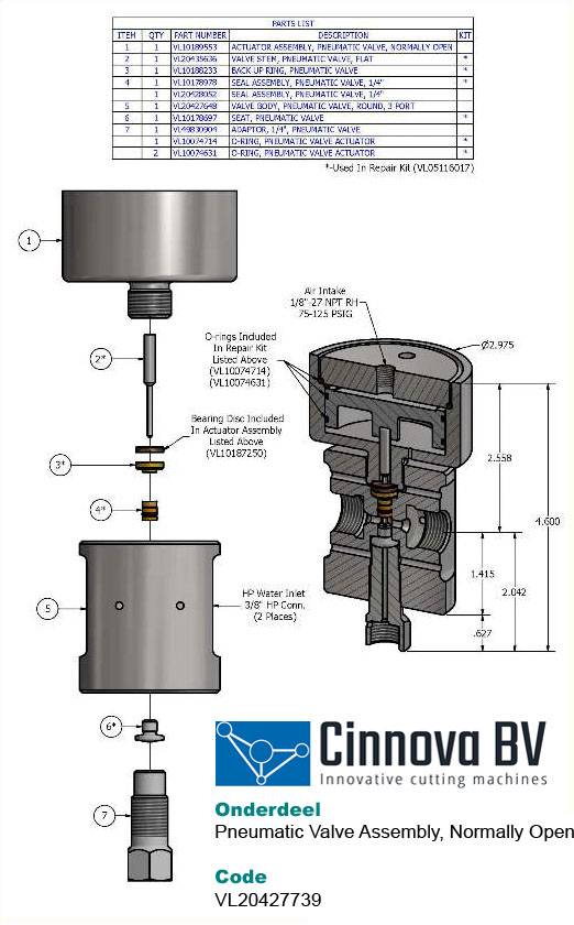 Pneumatic Valve Assembly, NO, Dump Valve, 3 Port Round Body - Cinnova Parts