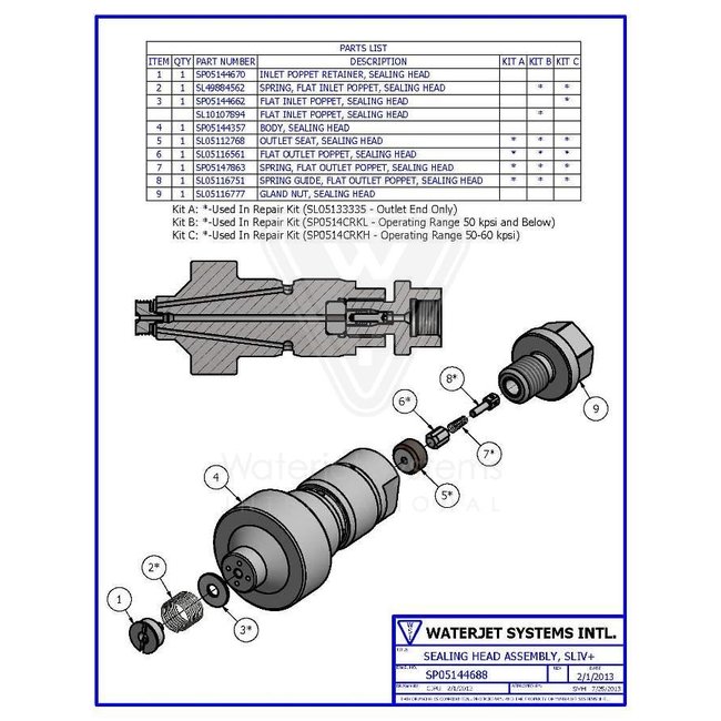 Check Valve (Seal Head) Assembly, SLIV+ - Cinnova Parts