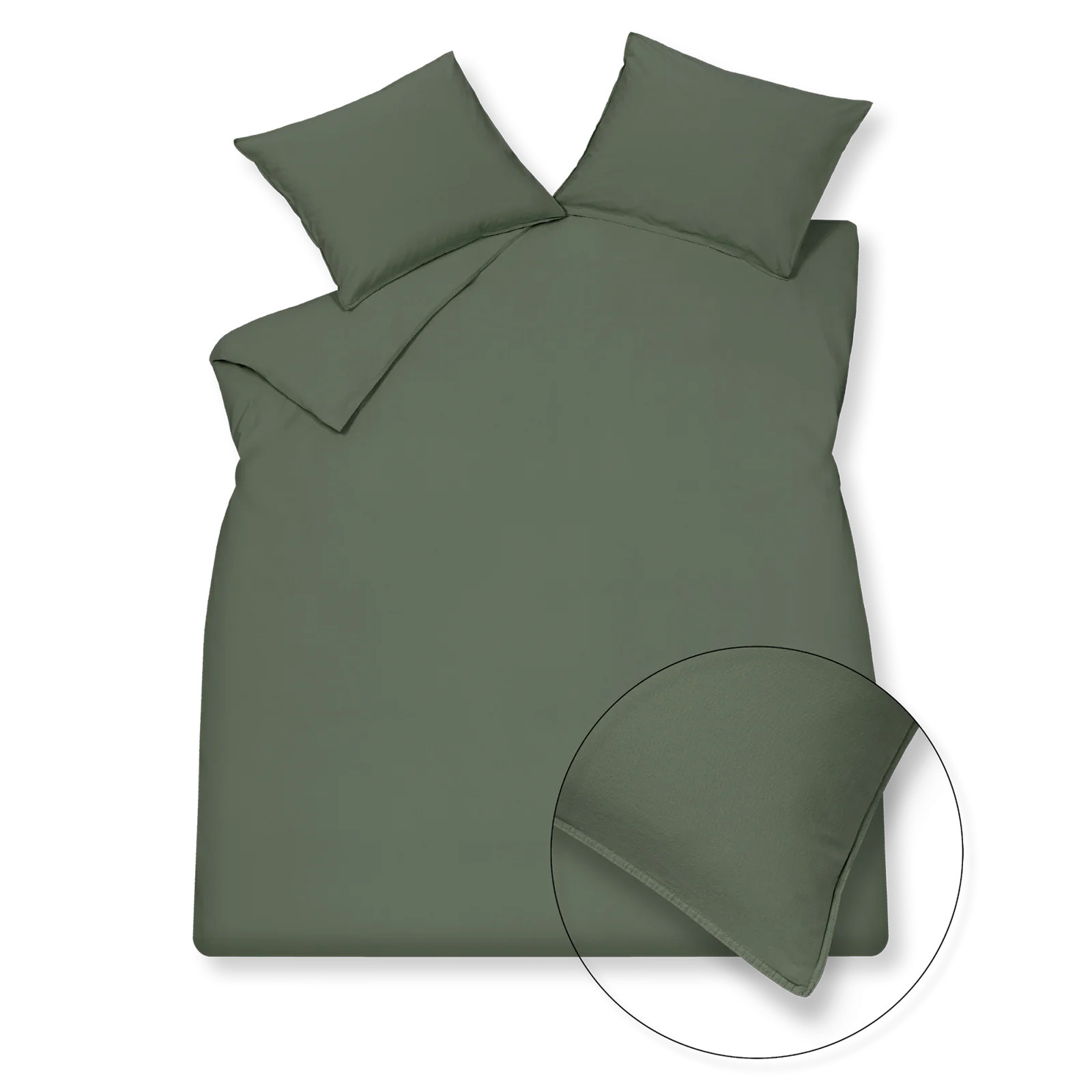 Vandyck Washed Cotton Dekbedovertrek Earth Green 200x200/220 | Bedshop.nl