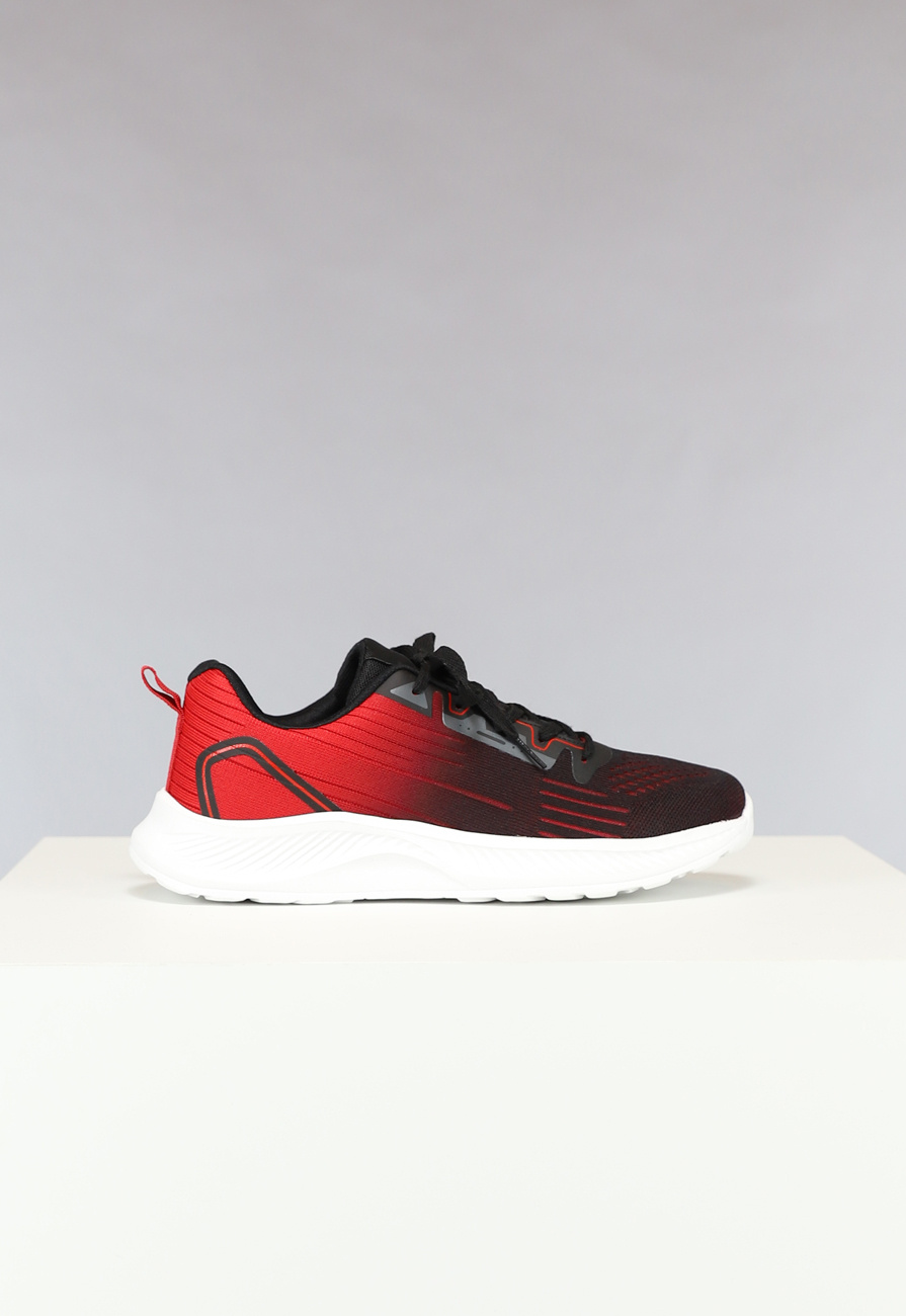 Sportieve Heren Sneakers met Rode Overloop - Black-Leo.nl
