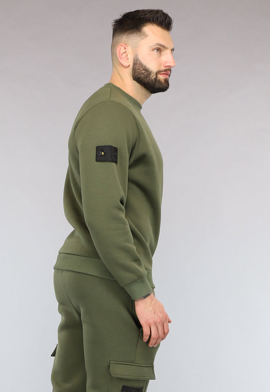 Legergroen Heren Huispak met Patches - Black-Leo.nl