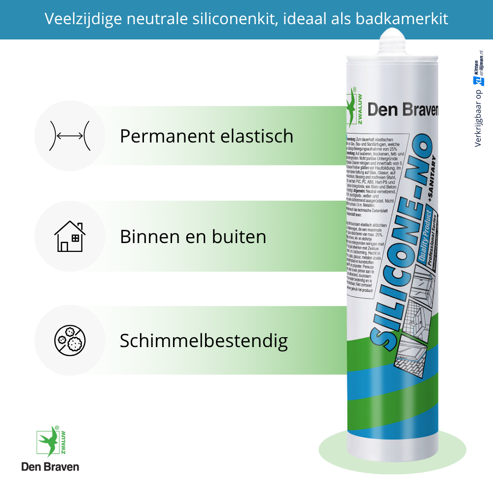 Zwaluw Silicone NO 310ml - Verkrijgbaar in 13 kleuren - Kittenenlijmen.nl