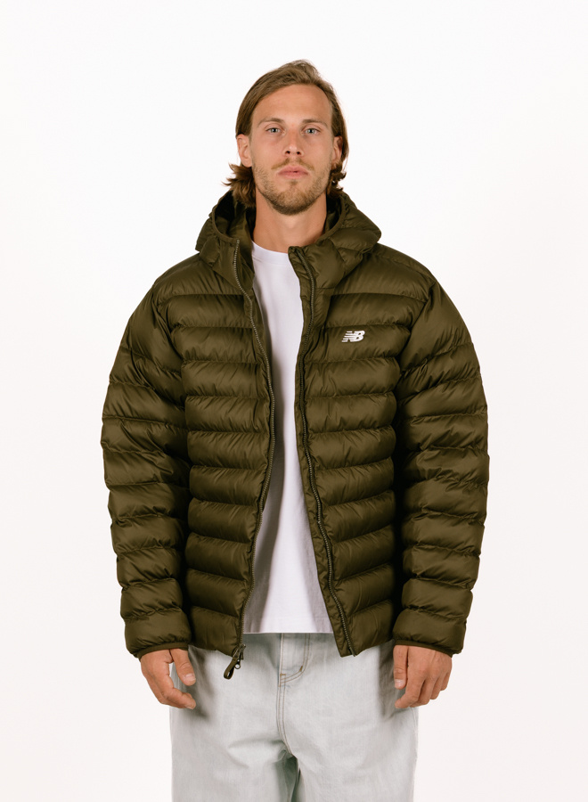 New Balance Sport Essentials Hooded Puffer Jacket Woodland - GRAIL