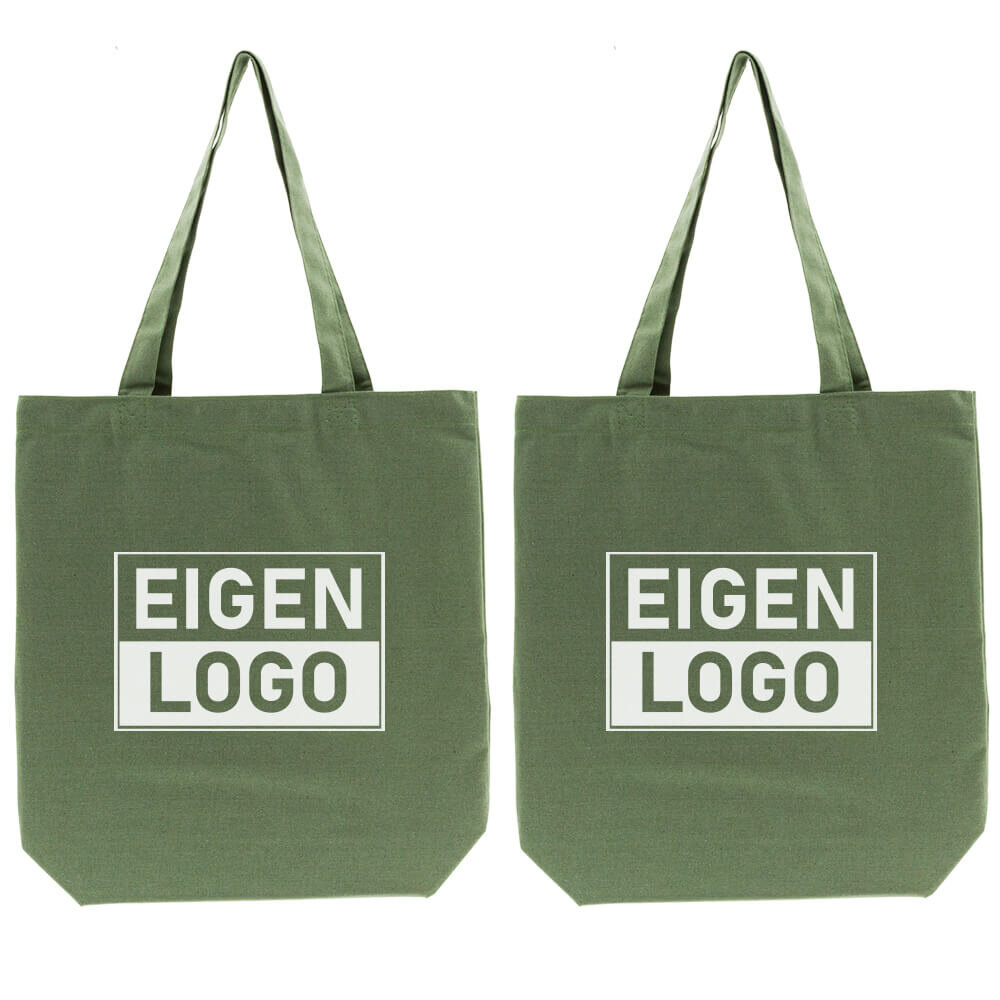 Katoenen tas bedrukken 38x42+10cm Groen - Rotim Verpakkingen: you carry ...