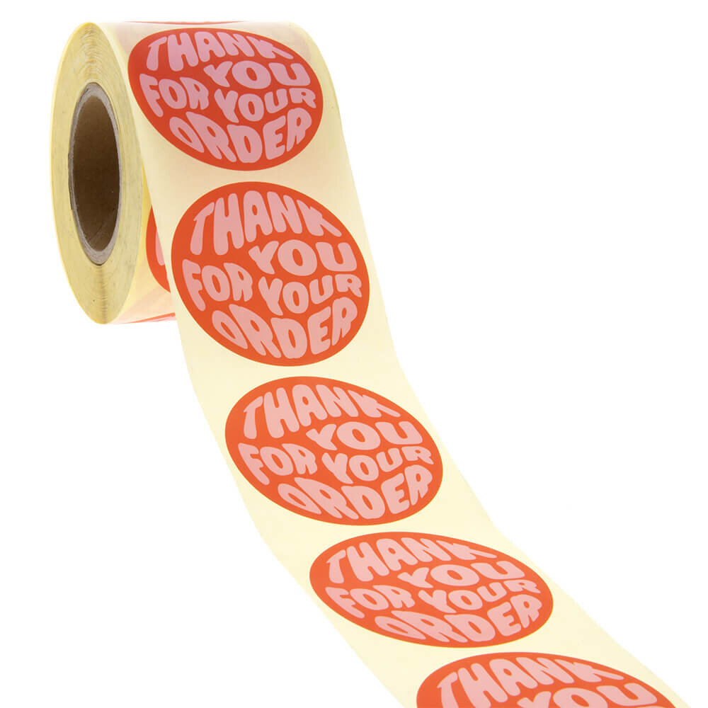 500x sticker 'Thank you for your order' Rood/Roze 50mm - Rotim ...