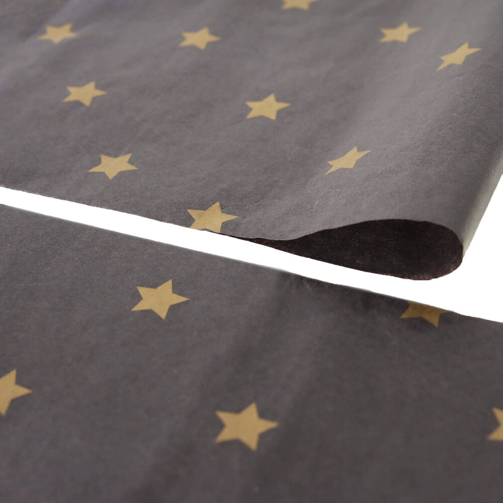 Vloeipapier 50x70cm Black Stars Gold - Rotim Verpakkingen: you carry ...