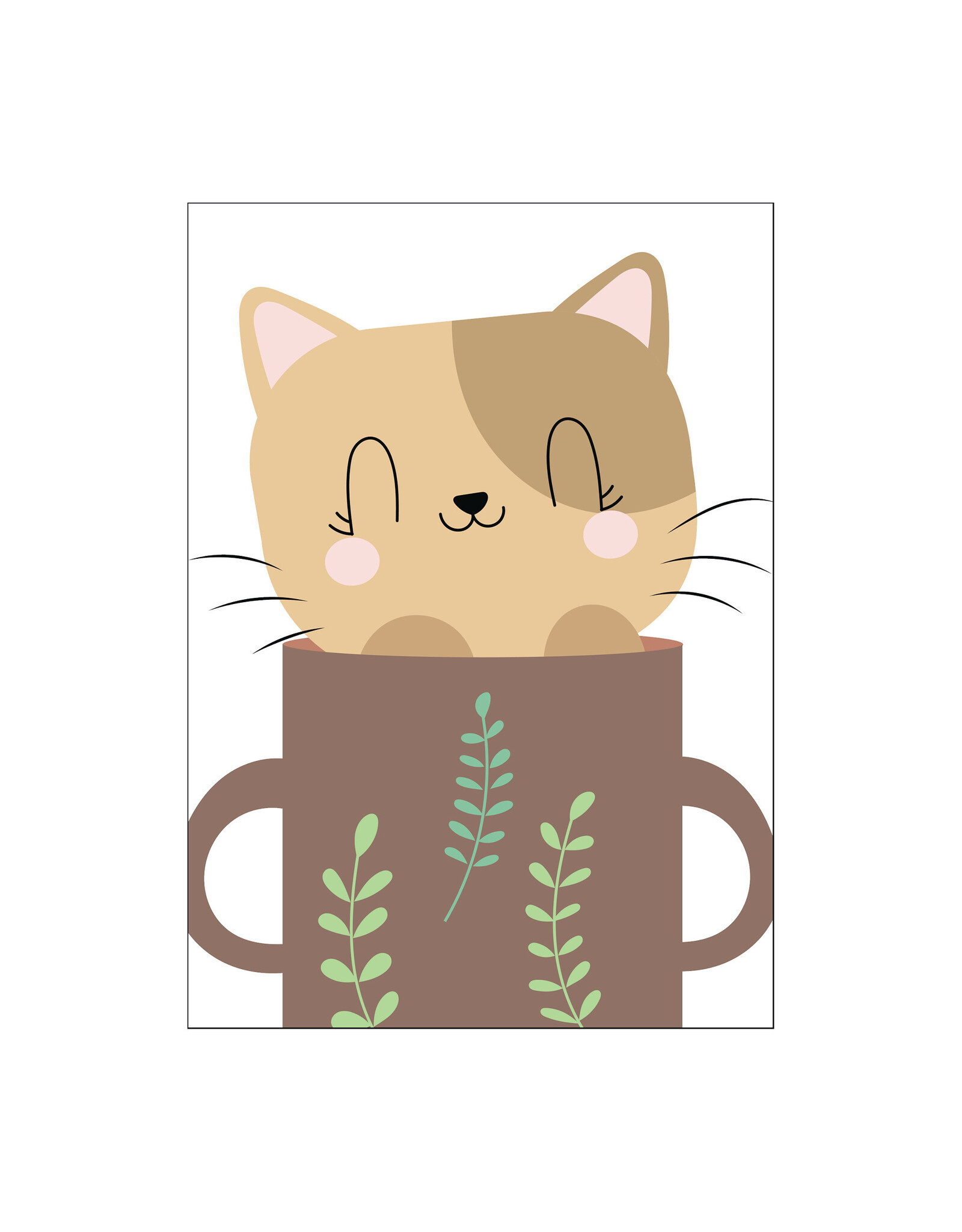 Postkaart Kat in kopje - Made by e l l e n