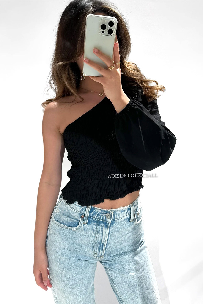 BLACK - 'SIERRA TOP' - ONE ARM TOP - DISINO - Fashion Boutique