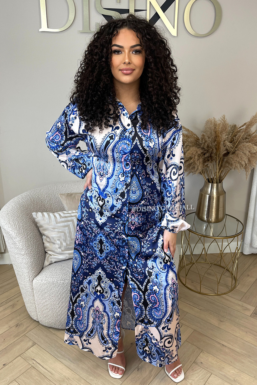 BLACK - 'MEDINA' - DUBAI INSPIRED SATIN MAXI BLOUSE DRESS - DISINO ...