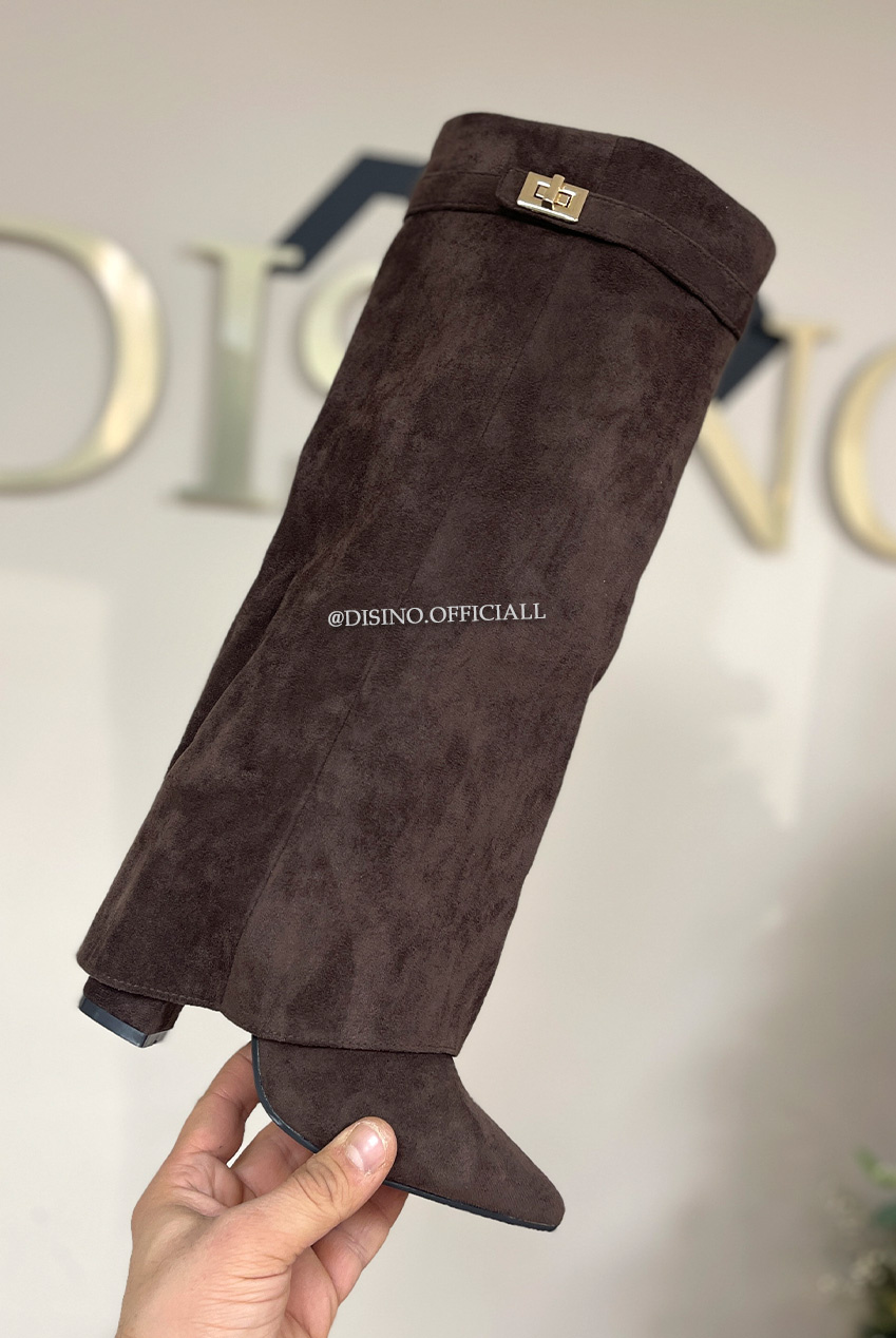 CHOCO - 'SUEDE SHARK BOOTS' - PREMIUM QUALITY PERFECT HIGH HEELS ...