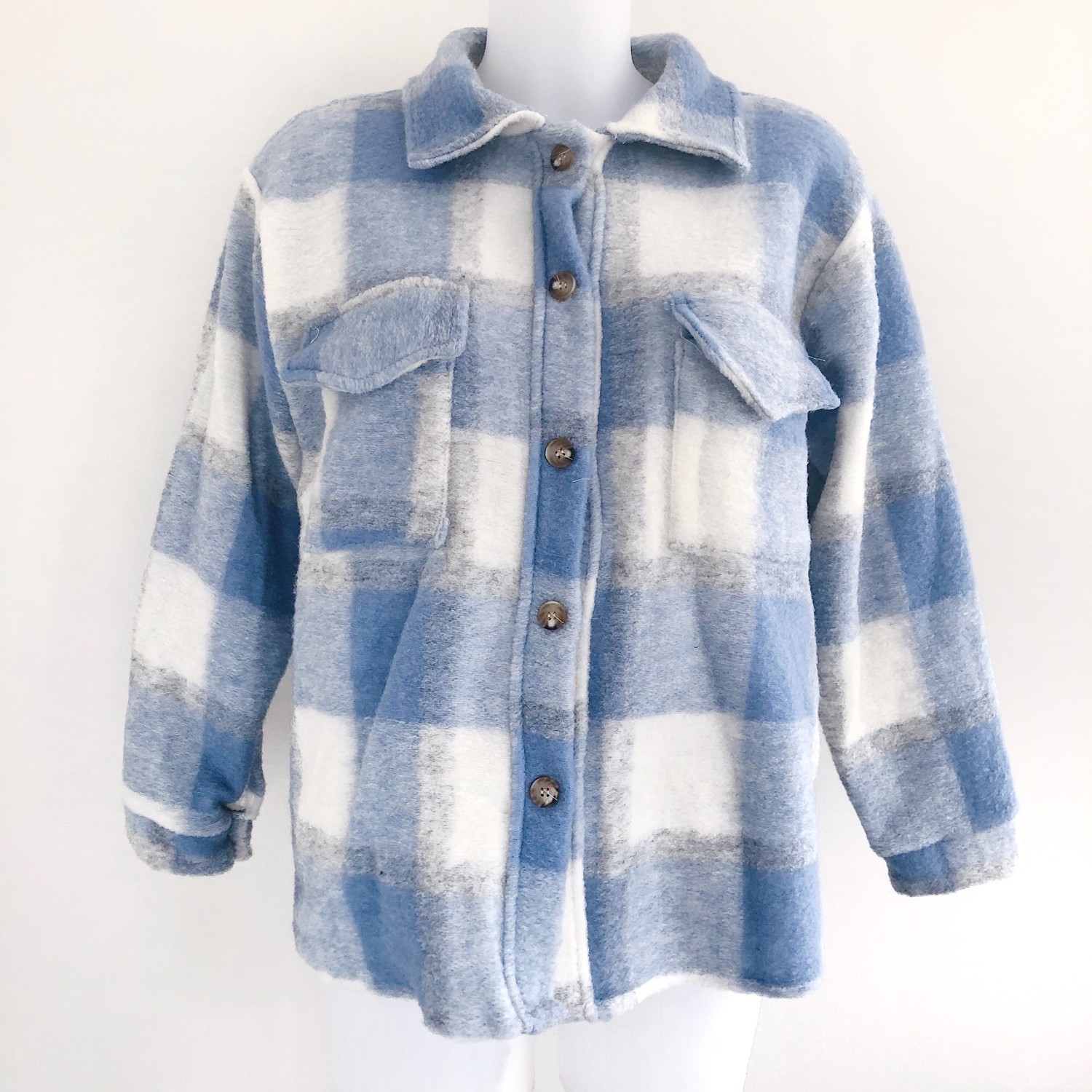 Sasha Checkered Wool Jacket / Blue - Hello My Love
