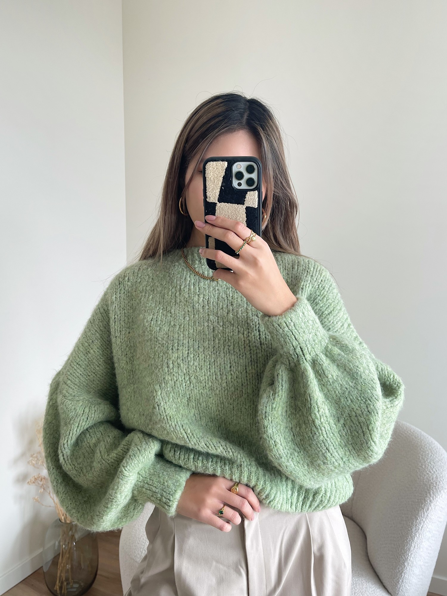 Caro Oversized Knit Sweater / Matcha Green - Hello My Love