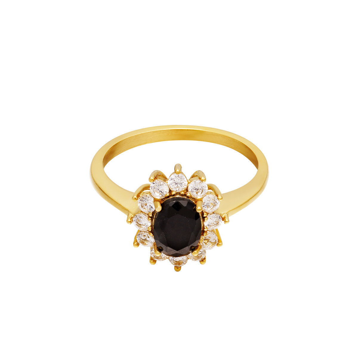 Gold Vintage Stone Ring / Black - Hello My Love