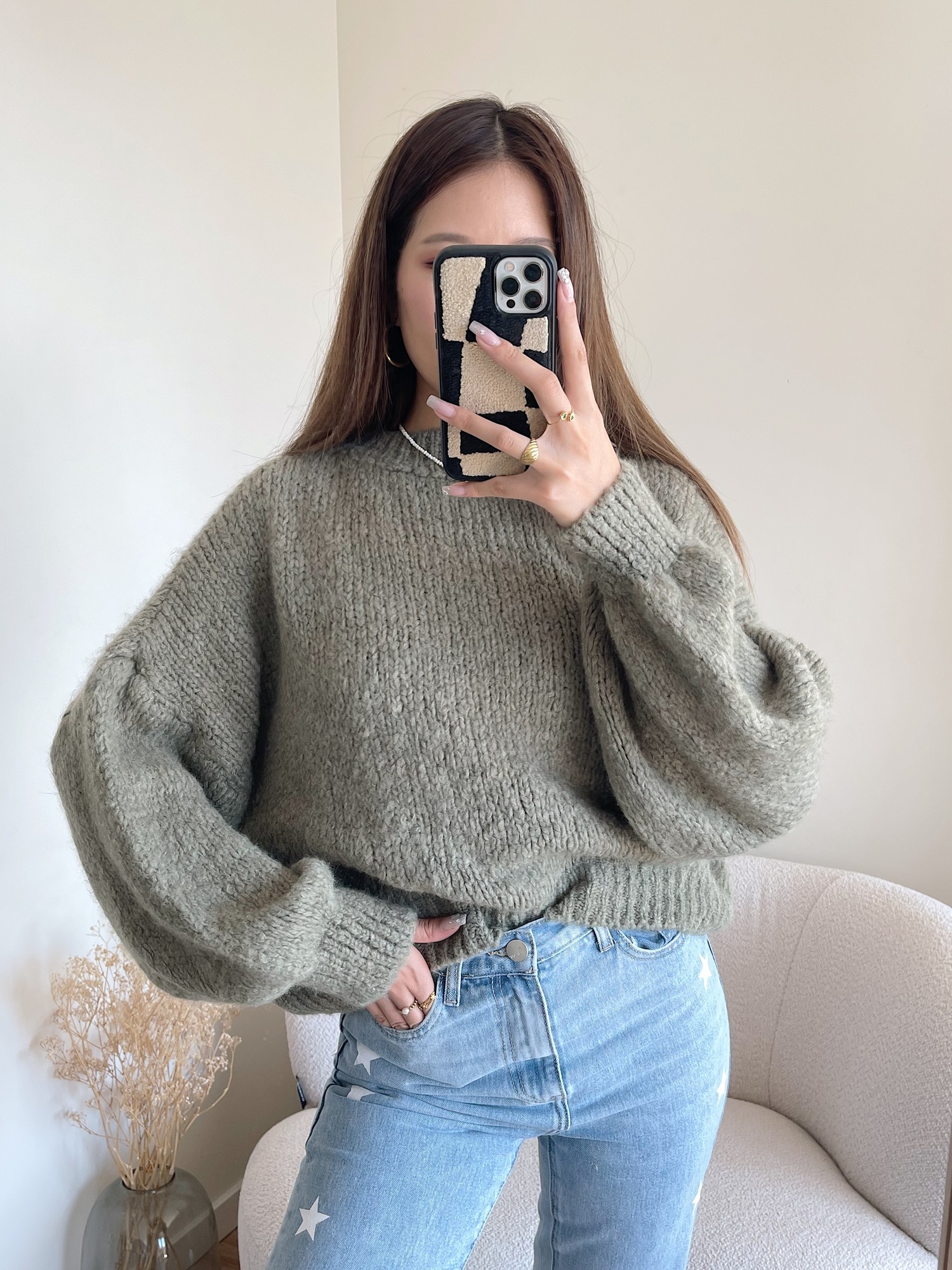 Caro Oversized Knit Sweater / Olive Green - Hello My Love