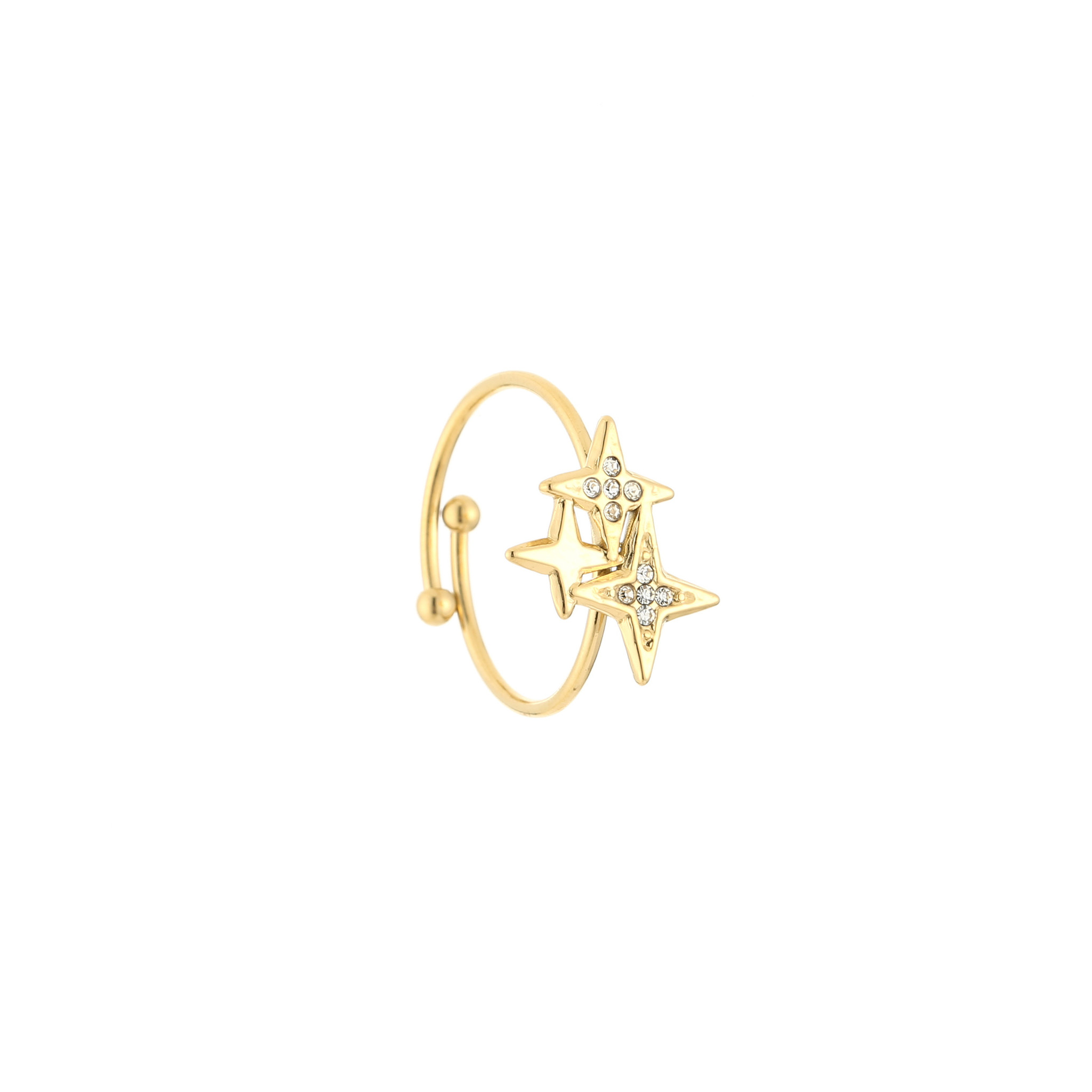 Gold Three Sparkle Stars Ring - Hello My Love