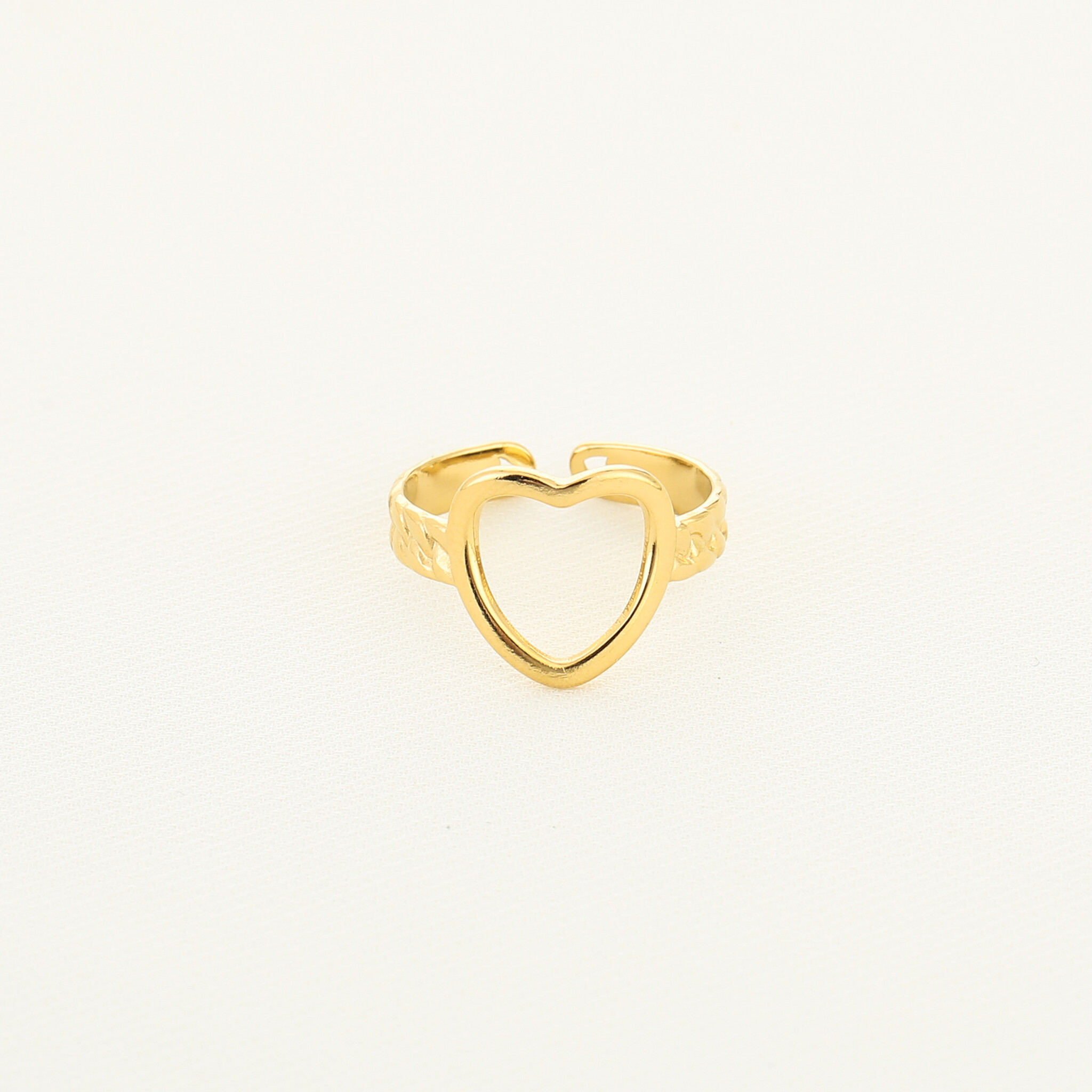 Gold Open Heart Pattern Ring - Hello My Love